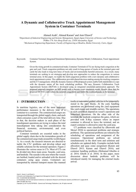 Pdf A Dynamic And Collaborative Truck Appointment Management System In Container Terminals