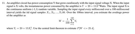 Solved 11 An Amplifier Circuit Has Power Consumption Y That Grows