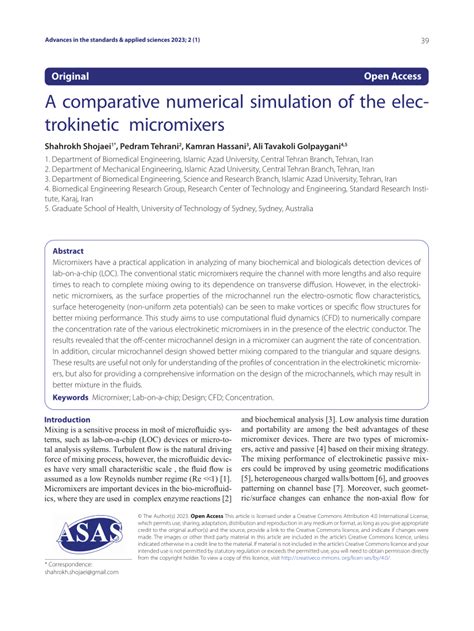 pdf a comparative numerical simulation of the electrokinetic micromixers