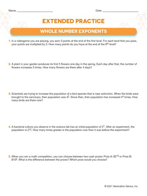 Gg Whole Number Exponents Practice2 Pdf Home And Garden Science And Mathematics
