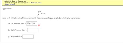 Solved Math 110 Course Resources Definite Integrals Course