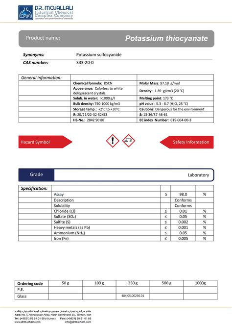 Potassium Thiocyanate Drm Chem