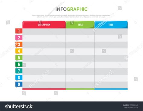 Table Process Graph Slide Template Creative Stock Vector Royalty Free 1350648560 Shutterstock