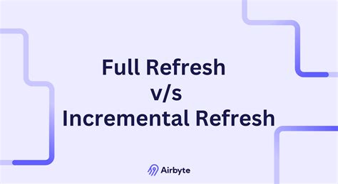 Full Refresh Vs Incremental Refresh In Etl How To Decide Airbyte