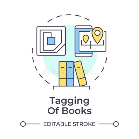 tagging of books multi color concept icon stock vector illustration