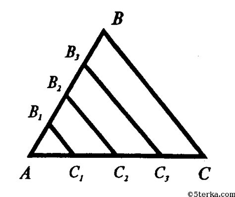 794 Сторона АВ треугольника Abc разделена на четыре равные части и через точки деления проведены