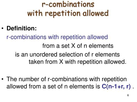 PPT Counting Techniques R Combinations With Repetition Allowed Binomial Theorem PowerPoint