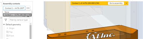 hiding assembly parts when editing in context — onshape