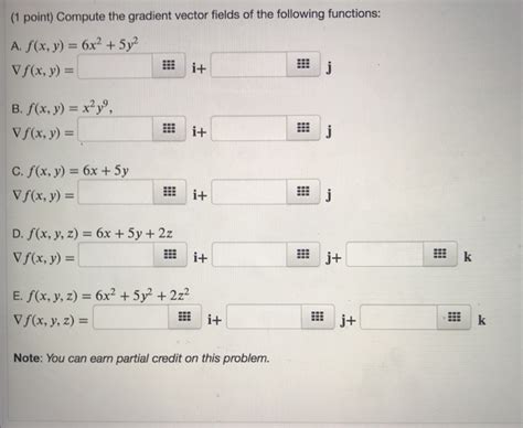 Solved 1 Point Compute The Gradient Vector Fields Of The