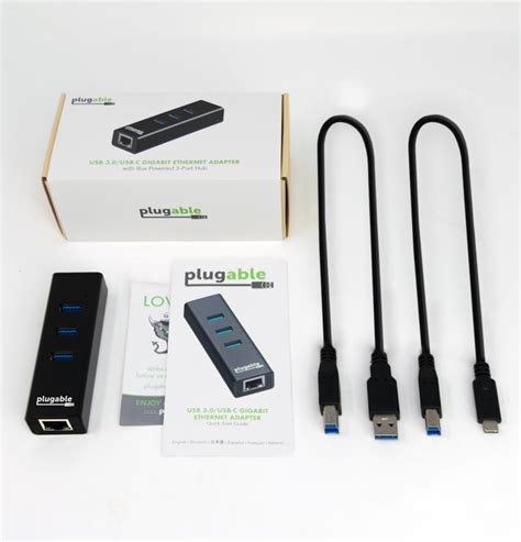 Plugable Usb Port Bus Powered Hub With Gigabit Ethernet Plugable Technologies