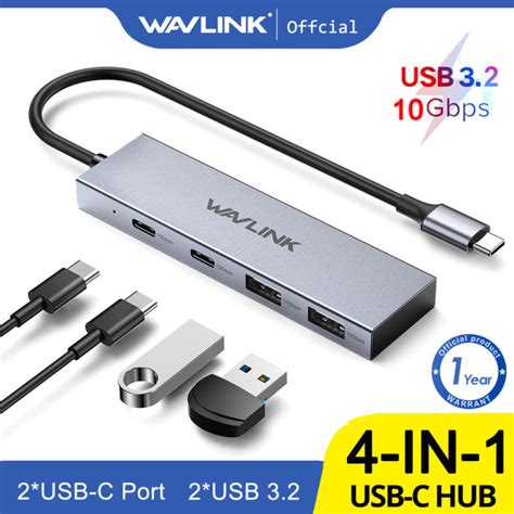 WAVLINK In USB C Hub Port Gbps SuperSpeed USB Gen Splitter Mini Aluminum Multiport