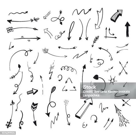 손으로 그린 다른 화살표의 집합입니다 앞으로 뒤로 위로 아래로 벡터 일러스트입니다 개성 개념에 대한 스톡 벡터 아트 및 기타 이미지 Istock