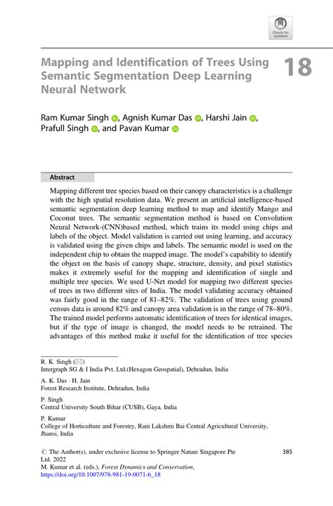 Pdf Mapping And Identification Of Trees Using Semantic Segmentation Deep Learning Neural Network