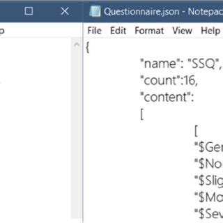 Sample Screenshot Of The Configuration File And Questionnaire JSON File