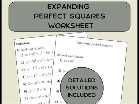 Perfect Squares Worksheets