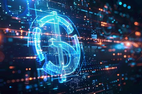 Digital Dollar Symbol With Blue Glow And Data Stream Stock Illustration