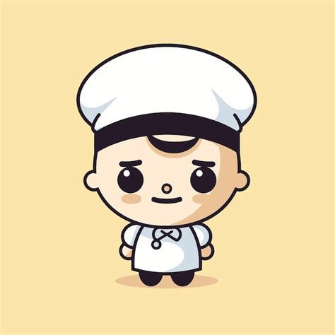 귀여운 귀여운 요리사 Chibi 마스코트 벡터 만화 스타일 프리미엄 벡터