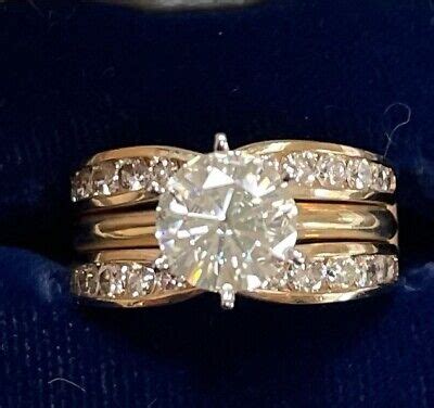 14k Solid Yellow Gold 200 Round Cz With Natural Diamonds In The