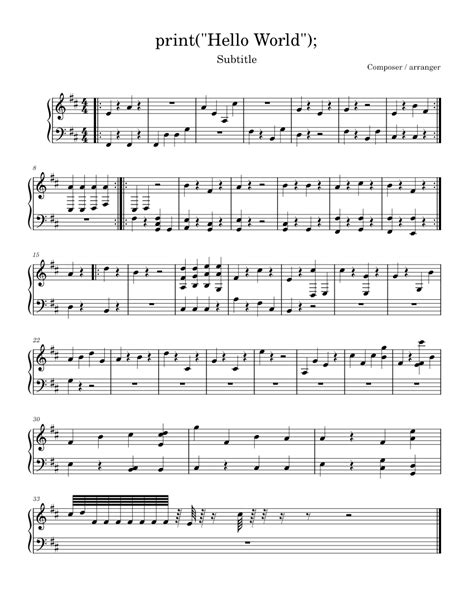 Glitch Sheet Music For Piano Solo Easy