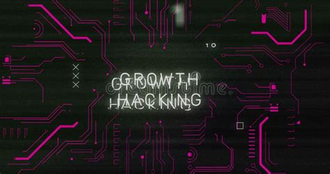 Image Of Interference Over Growth Hacking Text Data Processing And Computer Circuit Board Stock