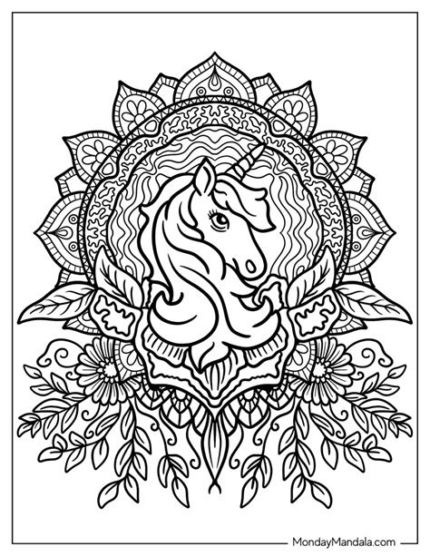 Unicorn Coloring Page Monday Mandala