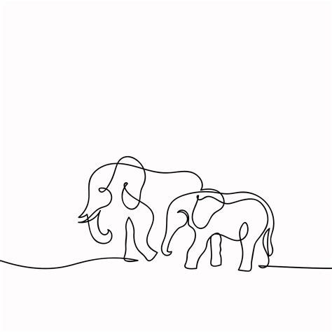 African Elephant Line Drawing