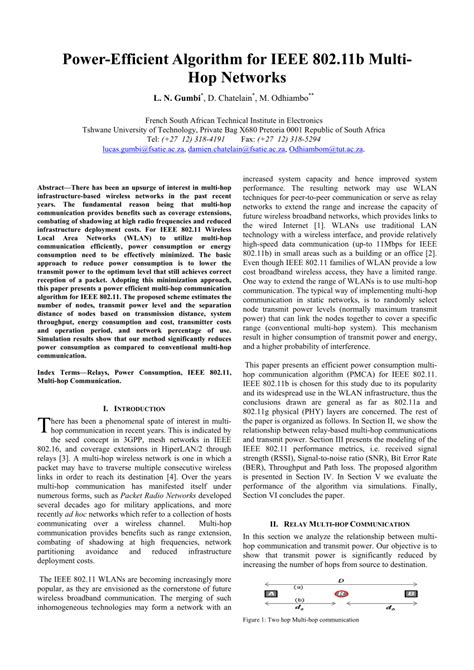 pdf power algorithm for ieee802 11b multi hop networks
