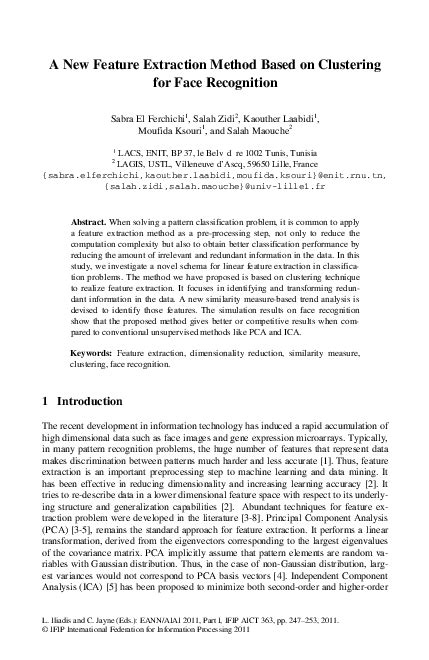 Pdf A New Feature Extraction Method Based On Clustering For Face Recognition