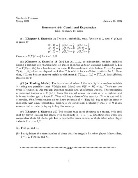 Homework 1 Stochastic Processes Spring 2023 January 16 2023 Homework 1 Conditional