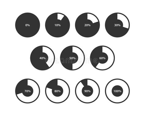 Set Pie Chart Icons Circle Diagram Vector Collection Charts Graphs
