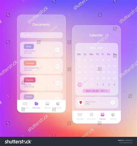Ui Ux Designmobile App Design Calendar Stock Vector Royalty Free Shutterstock