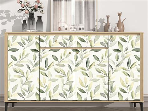 Vintage Leaf Wallpaper Peel And Stick Greenyellowbeige Eucalyptus Leaves Contact Paper
