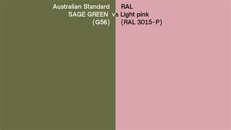 Australian Standard Sage Green G56 Vs Ral Light Pink Ral 3015 P