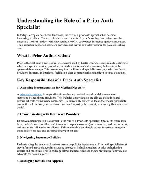 Understanding The Role Of A Prior Auth Specialistdocx