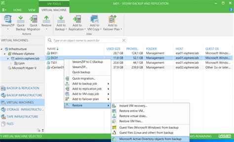 Restore VMware VM From Veeam Backup
