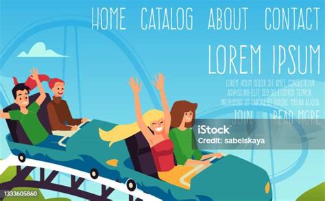 놀이 공원 놀이기구 및 관광 명소 웹 배너 플랫 벡터 일러스트 롤러코스터에 대한 스톡 벡터 아트 및 기타 이미지 롤러코스터 Carnival 건설 현장 Istock