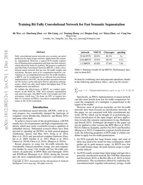 Pdf Training Bit Fully Convolutional Network For Fast Semantic Segmentation