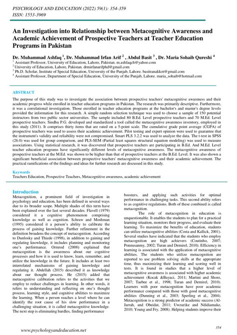 Pdf An Investigation Into Relationship Between Metacognitive Awareness And Academic