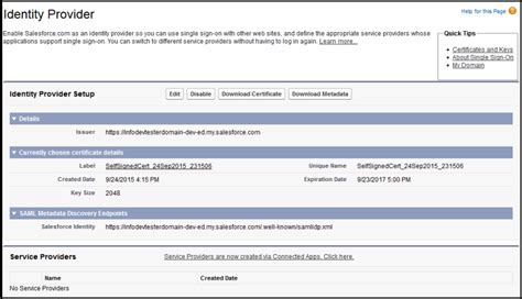 Salesforce Configuring Single Sign On