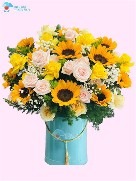Giỏ Hoa Hướng Dương Đẹp GH08 Điện Hoa Tháng Năm