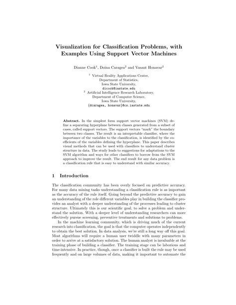 Pdf Visualization For Classification Problems With Examples Using
