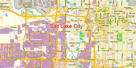 Salt Lake City Utah Us Editable Layered Pdf Vector Map Maps In Vector
