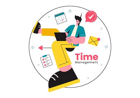 Illustration Of Time Management With Clock Controls And Task Planning Training Activities And