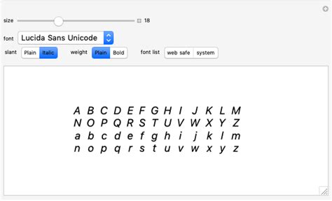 font explorer wolfram demonstrations project