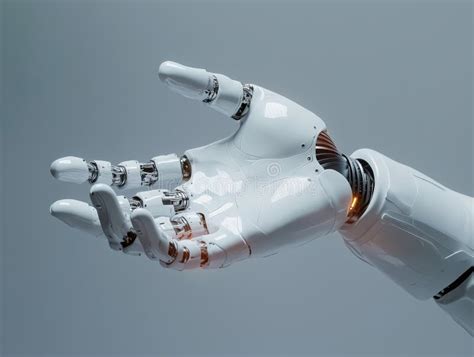 a futuristic robotic arm extending for a handshake representing trust