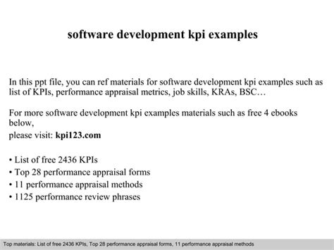 Software Development Kpi Examples PPT