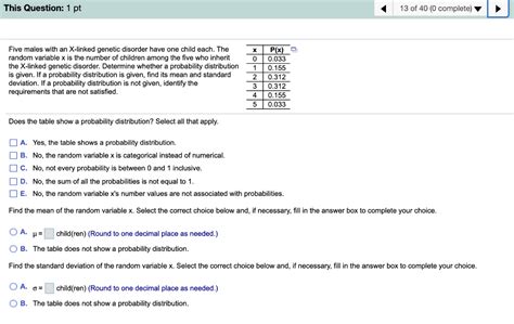 Solved This Question 1 Pt 13 Of 40 0 Complete Five Males Chegg Com