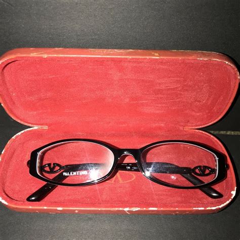 Valentino Frames Womens Glasses Eyeglass Plastic Red Rhinestones Oval