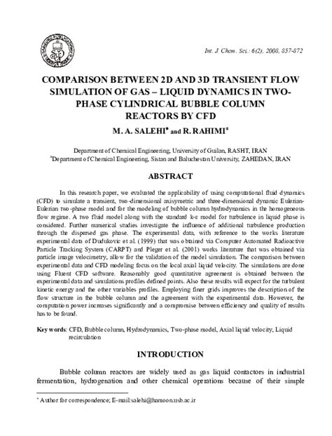 Pdf Comparison Between 2d And 3d Transient Flow Simulation Of Gas