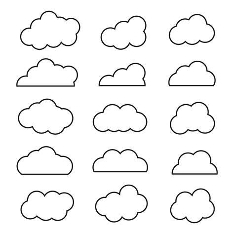 Weather Icon Clouds Vector Bundle Sky Clouds Clipart Black And White